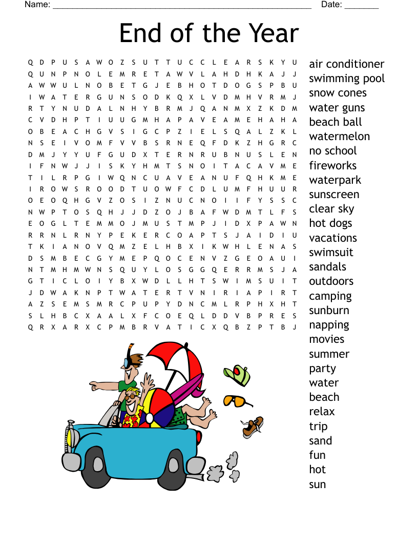 Printable End Of School Word Searches - Word Search Printable