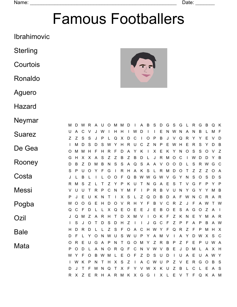 Football Player Word Search Printable - Word Search Printable