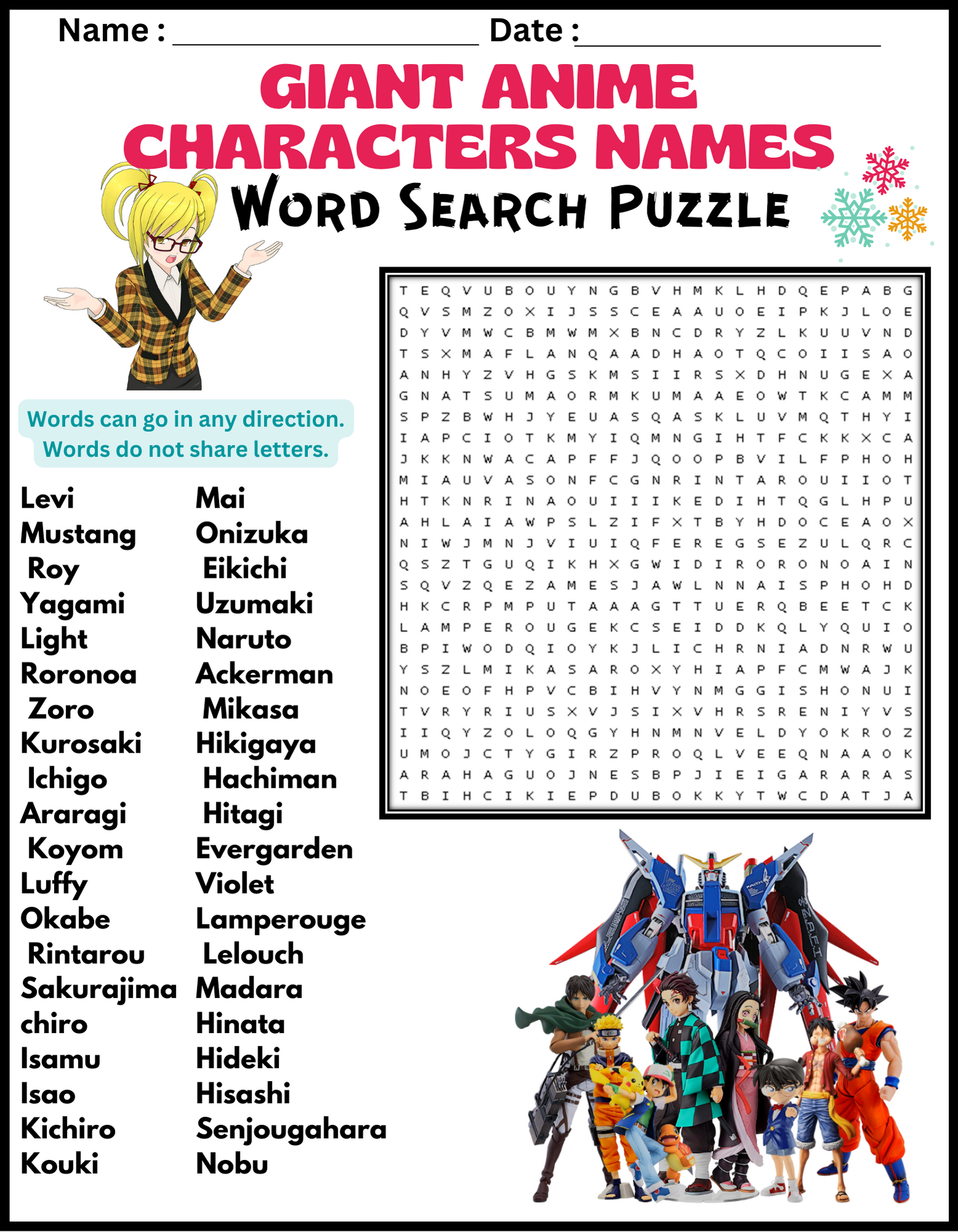 Printable Character Word Search - Word Search Printable