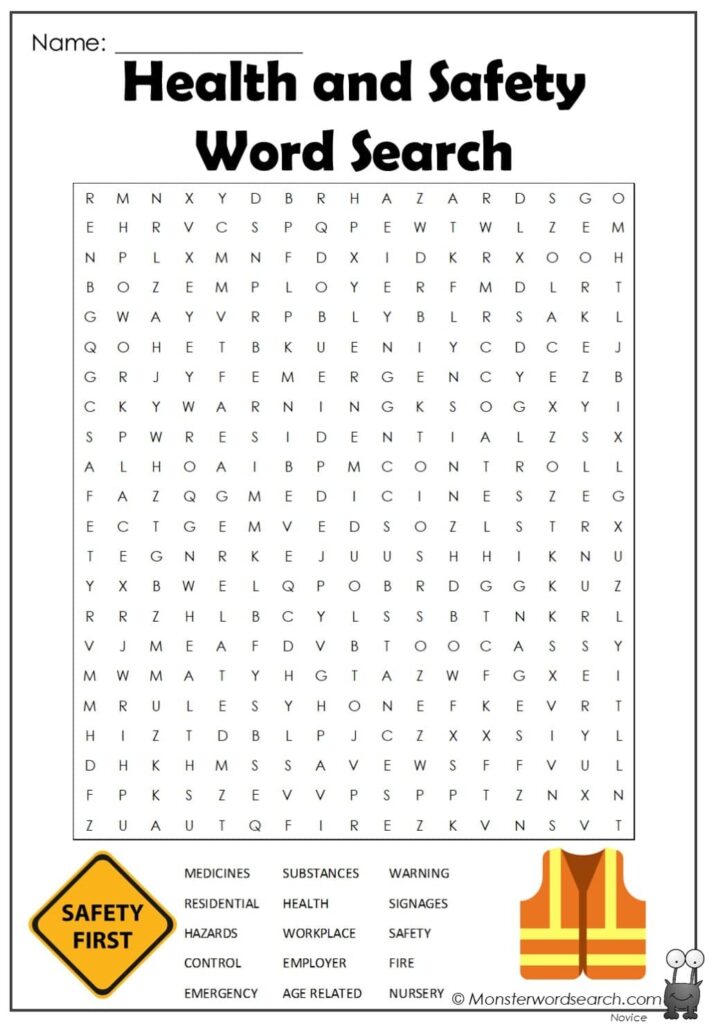 Health And Safety Word Search Printables - Word Search Printable