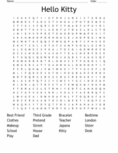 Printable Hello Kitty Word Search Puzzles - Word Search Printable