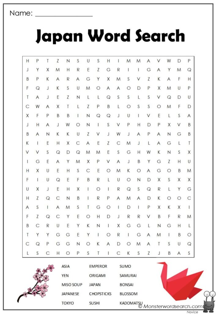 Free Printable Word Searches About Japan - Word Search Printable