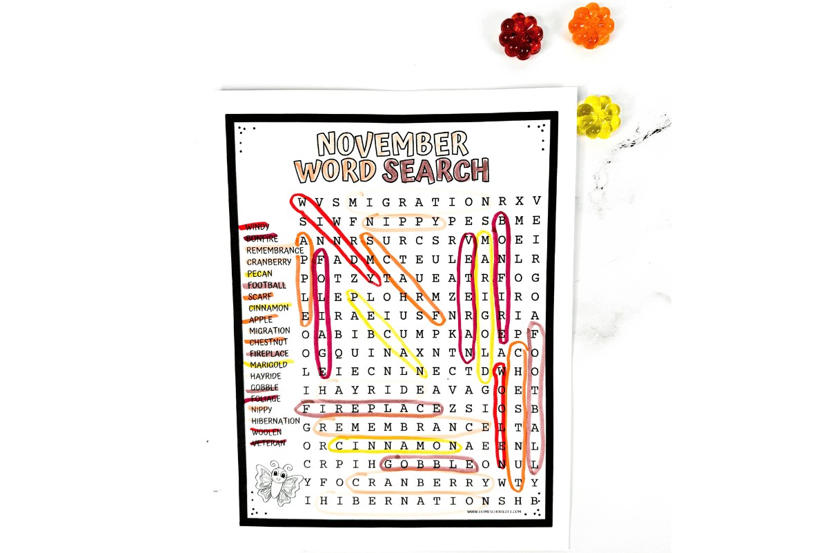 Printable Word Search November - Word Search Printable