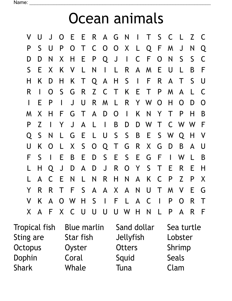 Free Ocean Word Search Printable - Word Search Printable