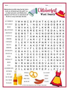 Oktoberfest Word Search Printable - Word Search Printable