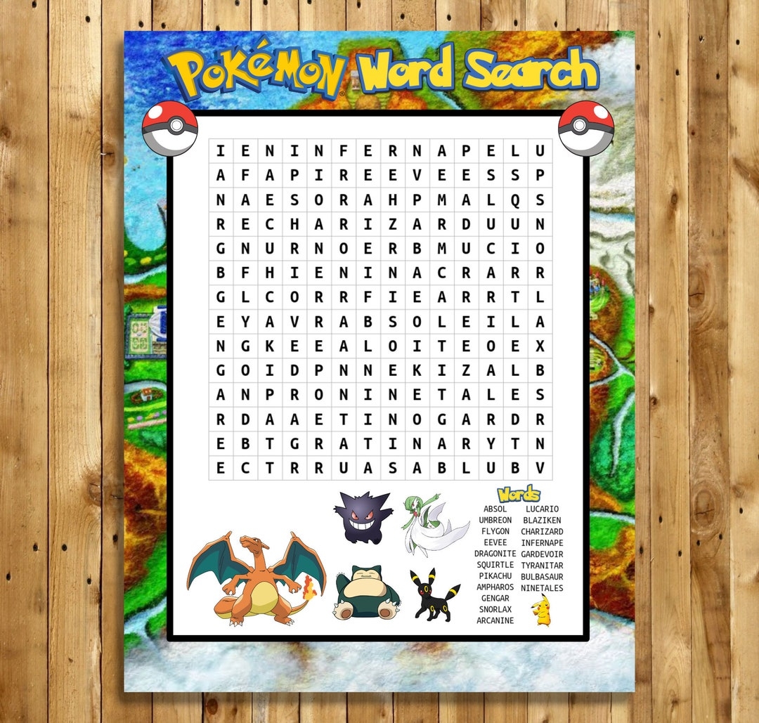 Free Printable Pokemon Word Search - Word Search Printable