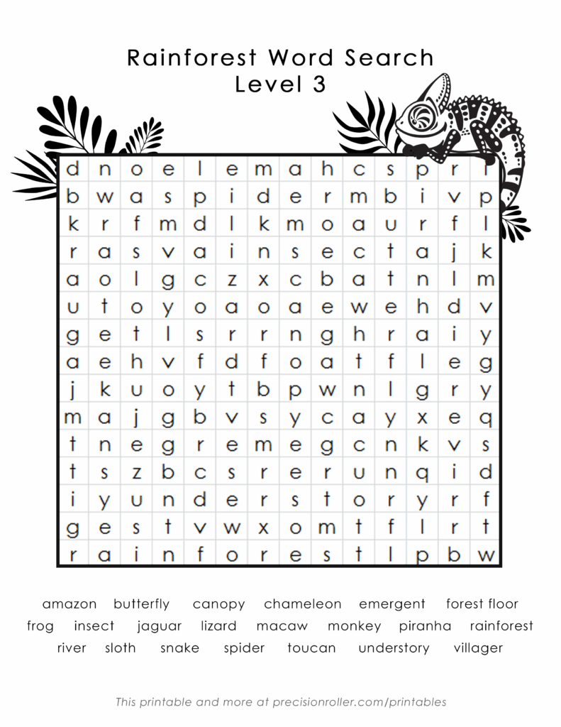 Rainforest Word Search Printable - Word Search Printable
