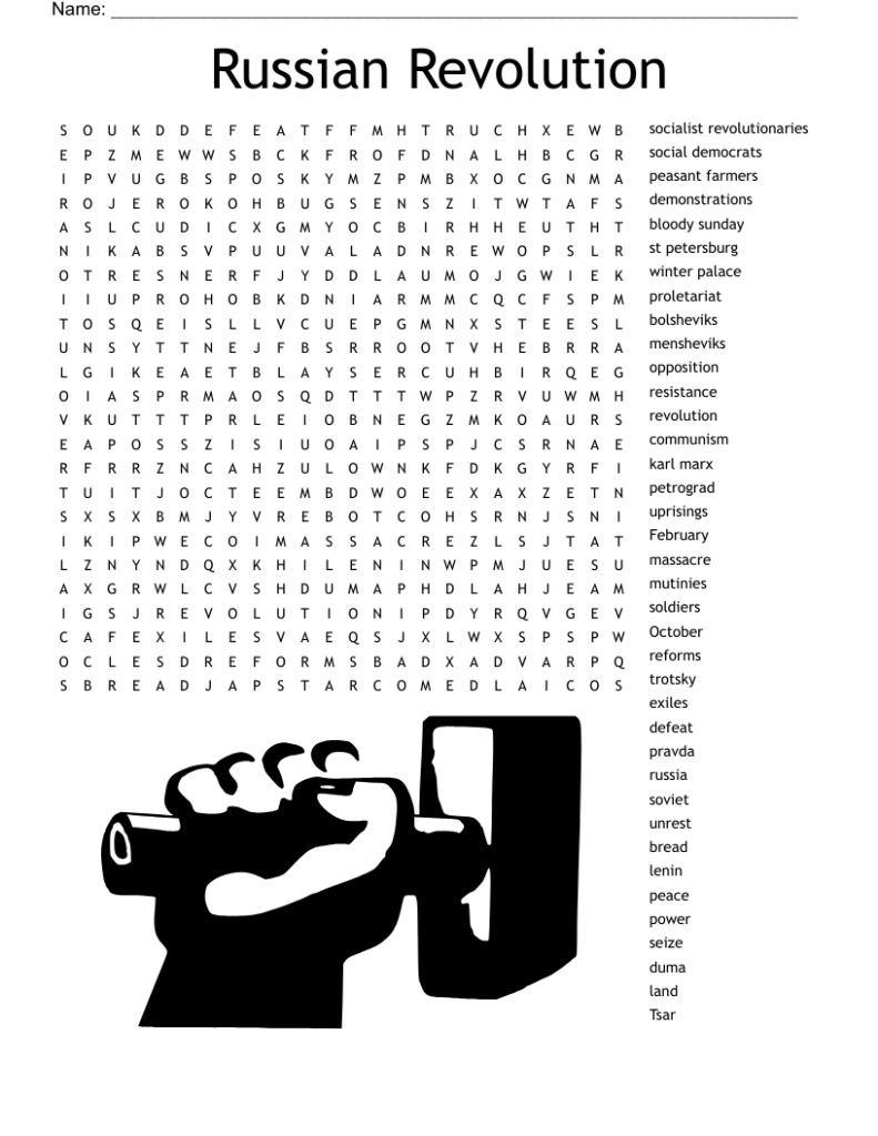 Russian Revolution Word Search Printable - Word Search Printable
