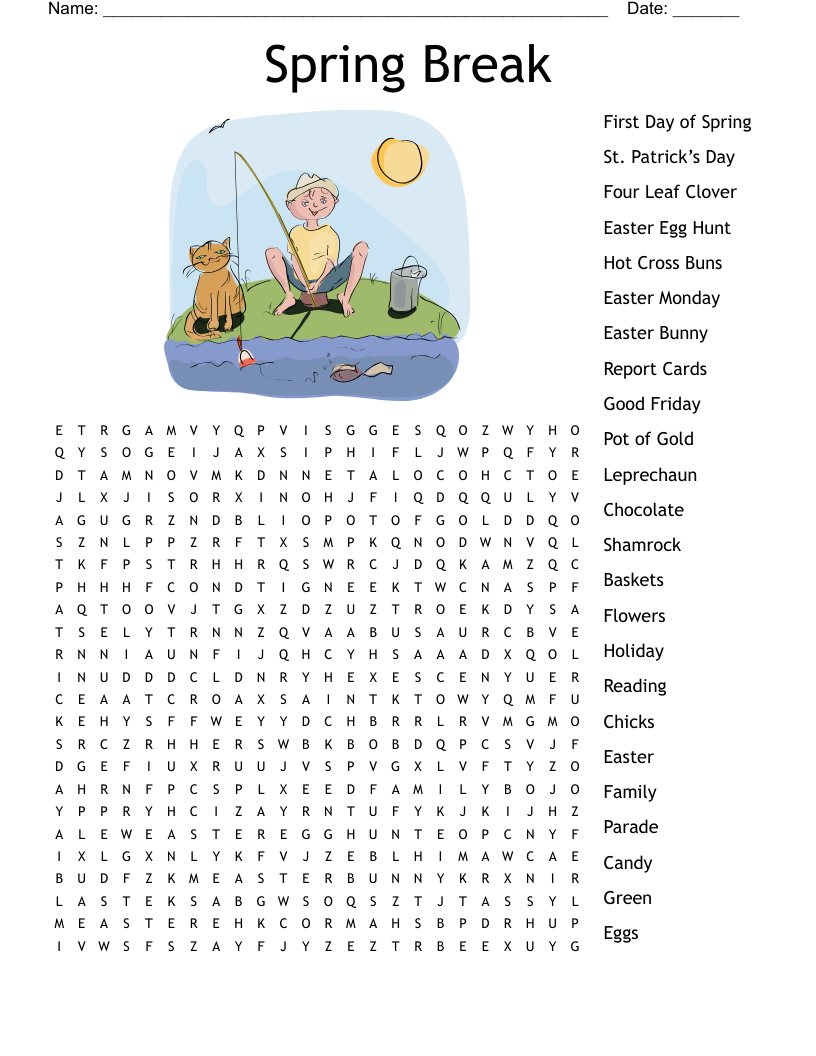 Spring Break Word Search Printable - Word Search Printable