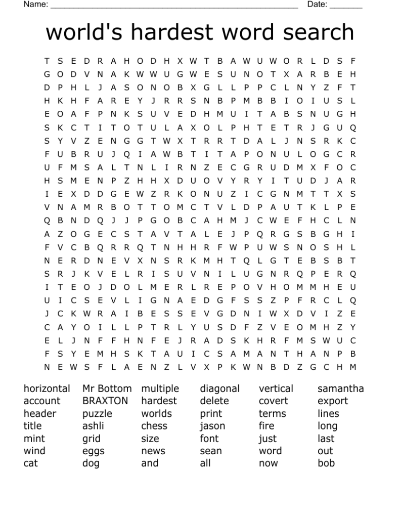 World’s Hardest Word Search Printable - Word Search Printable