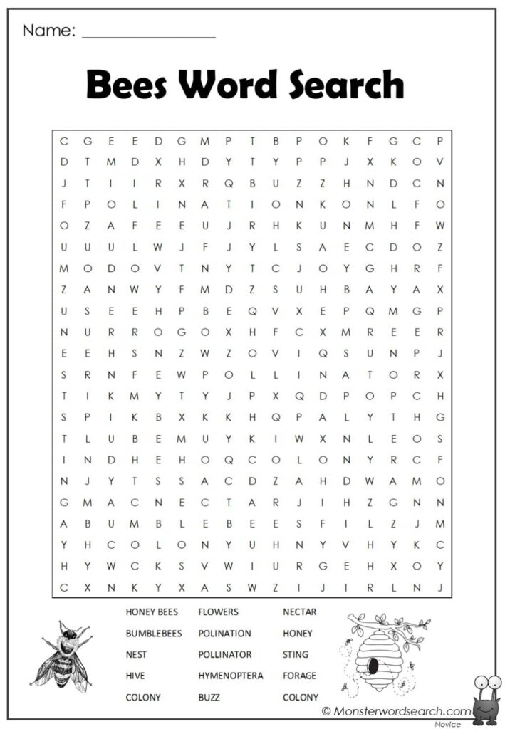 Free Printable Bee Word Search - Word Search Printable