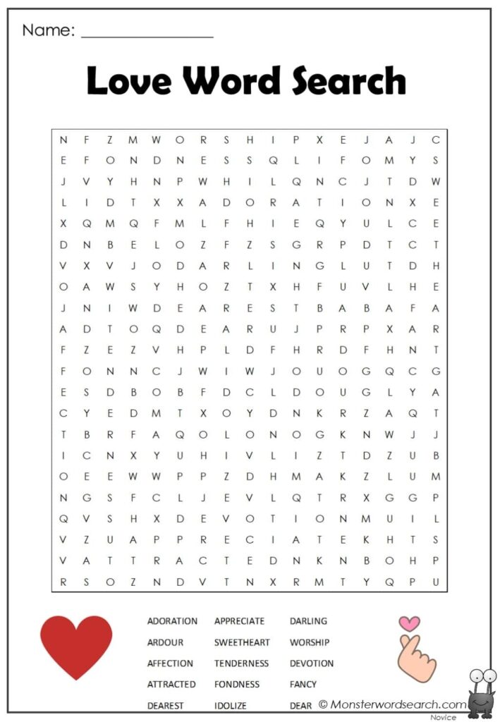 Love Word Search Puzzle Printable - Word Search Printable