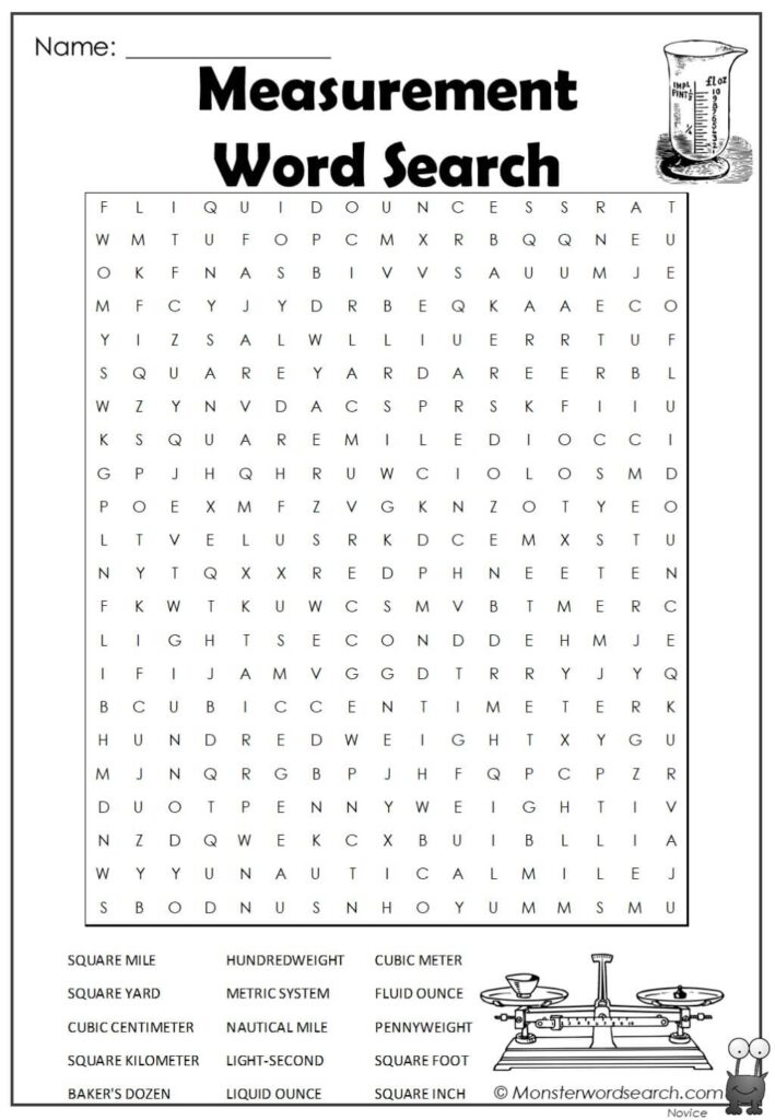 Measurement Word Search Printable - Word Search Printable